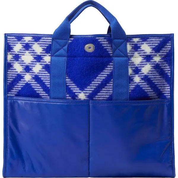 Burberry Check Wool-blend And Leather Tote