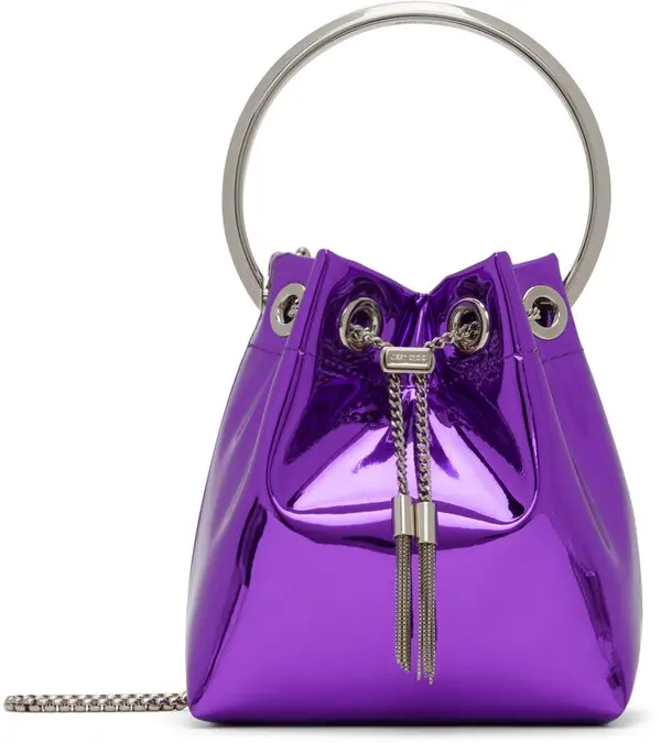 Buy JIMMY CHOO Purple Bon Bon Bucket Bag - Cassis At 31% Off | Editorialist