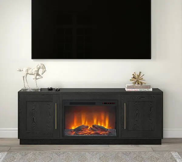 HUDSON&CANAL Hudson & Canal Tillman 75' Tv Stand With Log Fi Eplace