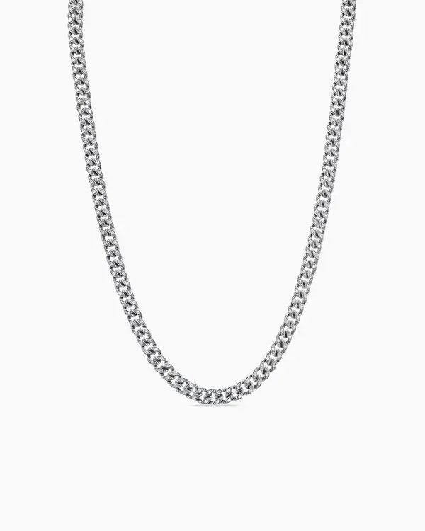 David Yurman Curb Chain Necklace With Diamonds - Diamond