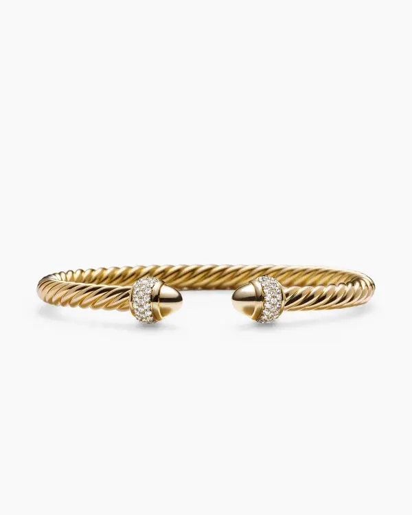 David Yurman Cable Bracelet In 18k Yellow Gold With Diamonds