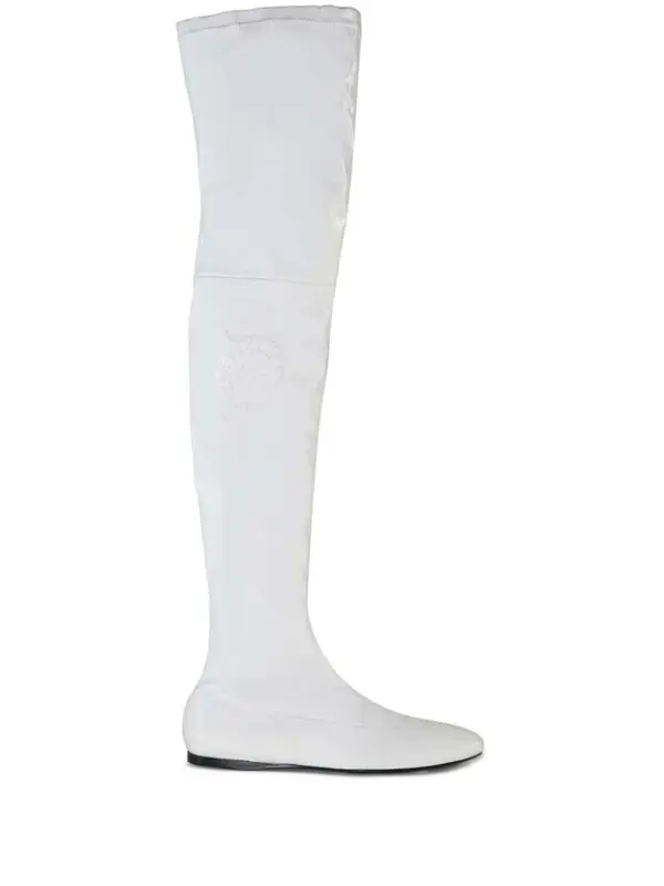 Emilio Pucci Embroidered Logo Slip-on Boots - White