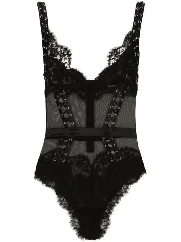 Dolce & Gabbana Floral-lace V-neck Bodysuit