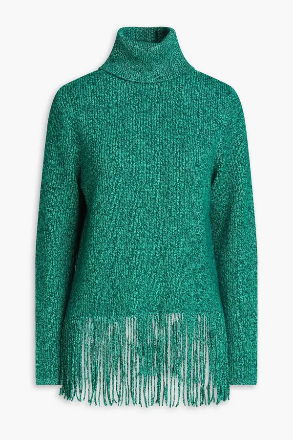 Zimmermann Fringed Ribbed Cashmere And Merino Wool-blend Turtleneck Sweater