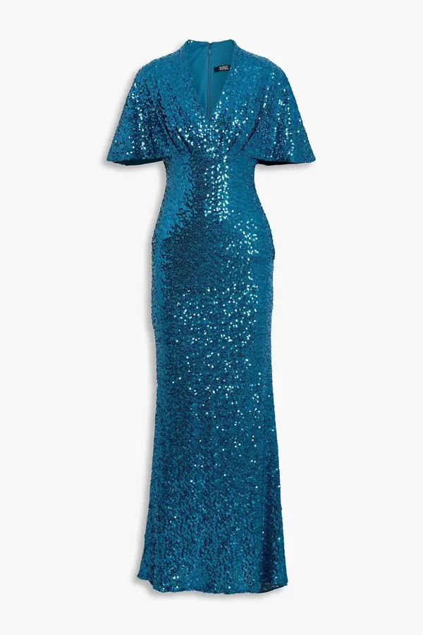 Badgley Mischka Draped Sequin Gown