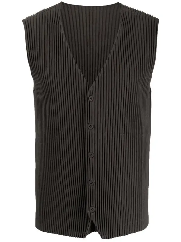 Issey Miyake Pleated Waistcoat - Green