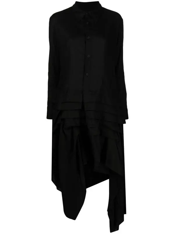 Yohji Yamamoto Asymmetric Ruffled Shirtdress