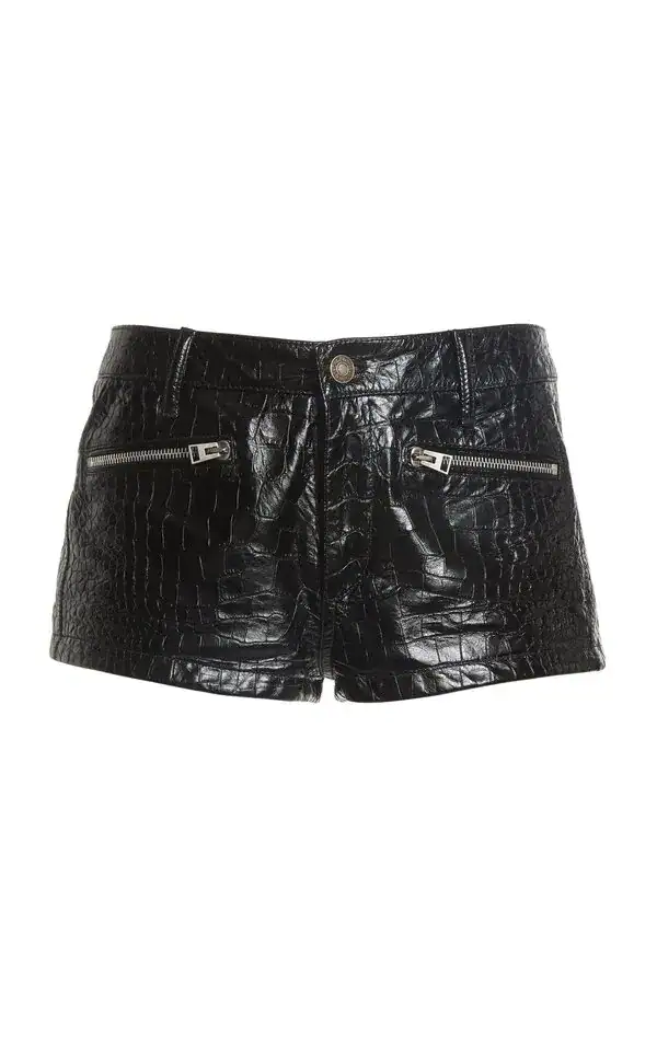 TOM FORD Croc-embossed Leather Mini Shorts It 36 Only - Black ...