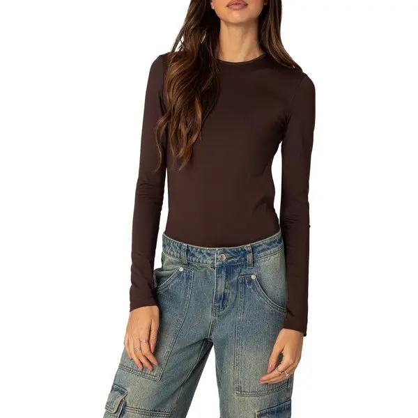 EDIKTED Neta Back Cutout Long Sleeve Bodysuit