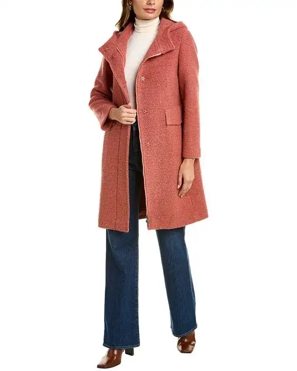 Buy Cinzia Rocca Icons Hooded Woolblend Coat Pink At 52 Off