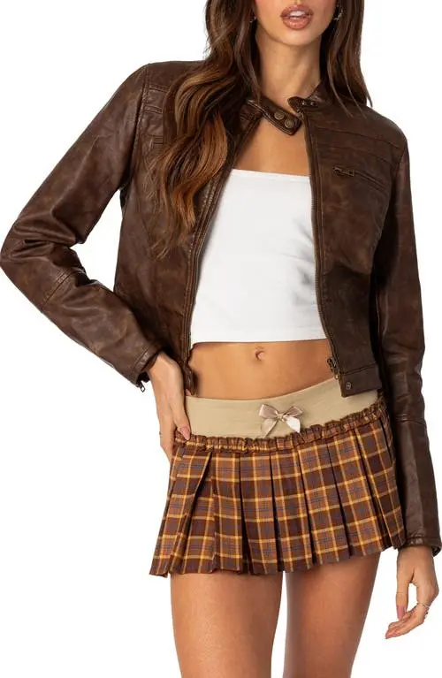 EDIKTED Teddi Faux Leather Moto Jacket