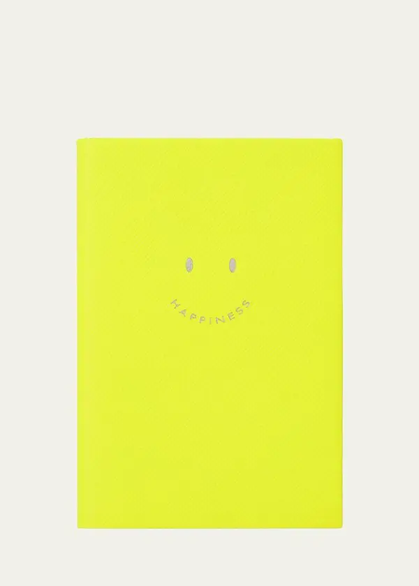 Smythson Happiness Crossgrain Leather Notebook - Neon Yellow | Editorialist