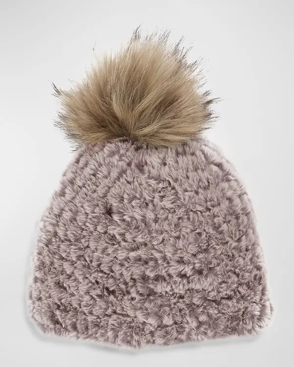 Fabulous Furs Knitted Faux Fur Beanie Natural Editorialist