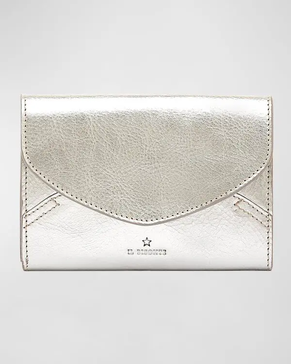 Il Bisonte Esperia Medium Metallic Leather Wallet - Silver