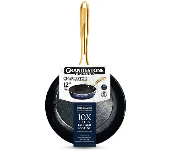 GRANITESTONE Charleston Hammered Navy 12 Nons Tick Fry Pan