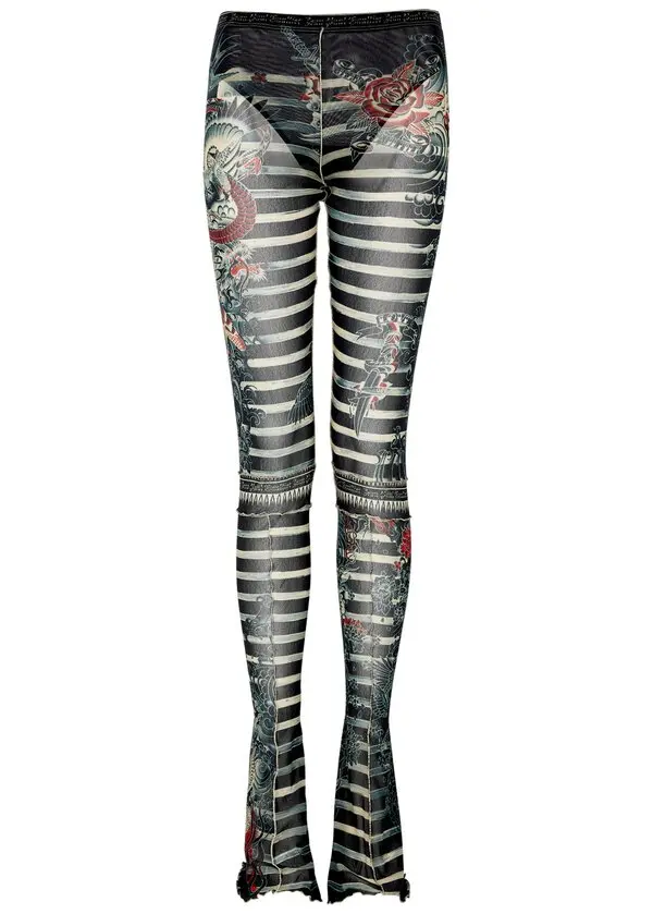 Jean Paul Gaultier Sailor Tattoo Flared Tulle Leggings
