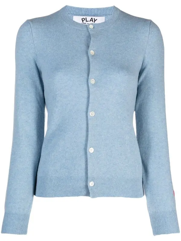 Play Comme Des Garcon Mélange-effect Wool Cardigan - Blue