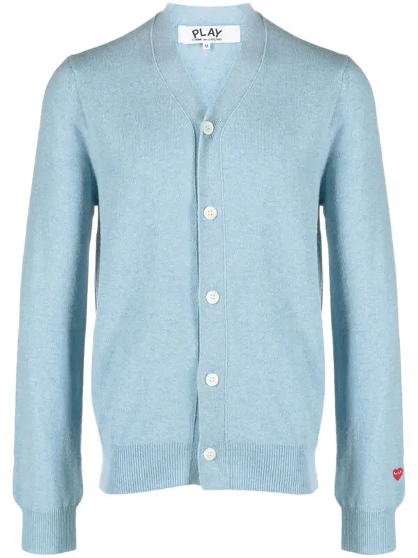 Play Comme Des Garcon V-neck Buttoned Cardigan - Blue