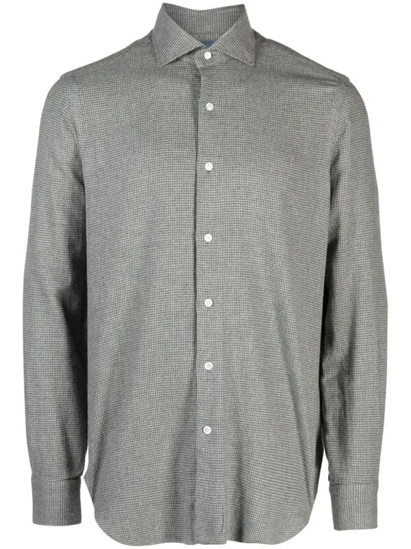 BARBA NAPOLI Check-print Cotton Shirt - Grey