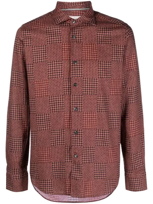 TINTORIA MATTEI 954 Dogtooth-print Cotton Shirt