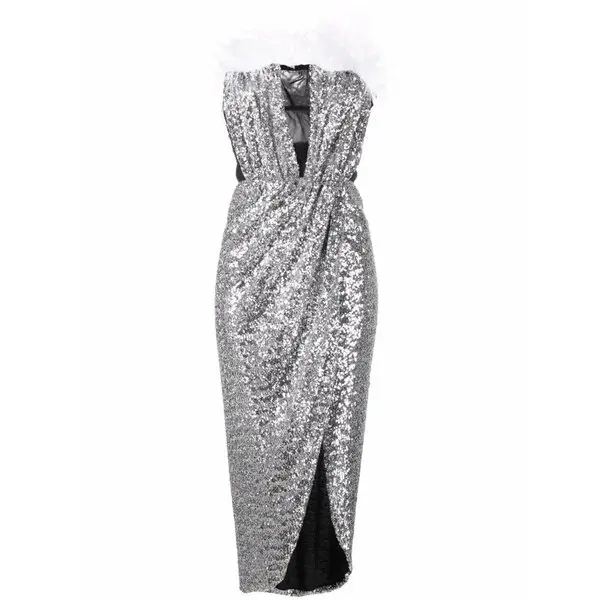 Nervi Bonnie Sequin Embellished Feather Dress