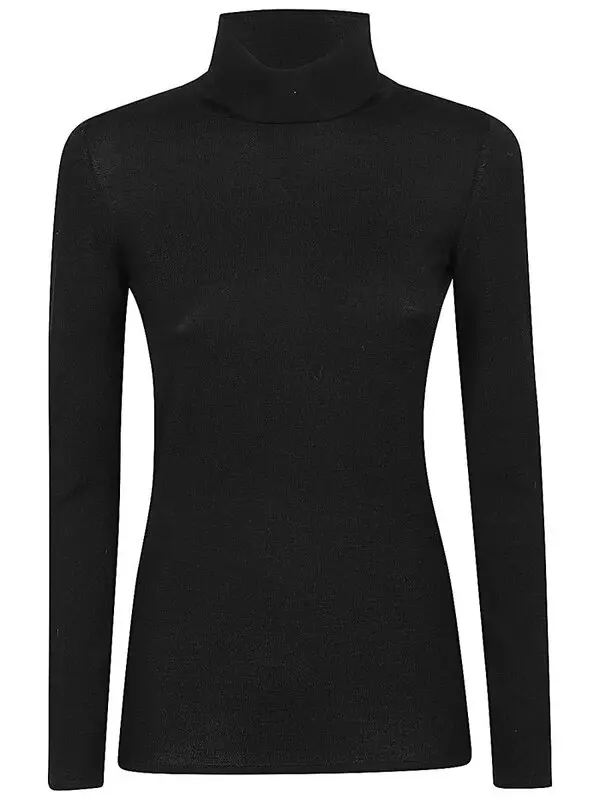 BASE Long-sleeved High Neck Top - Black