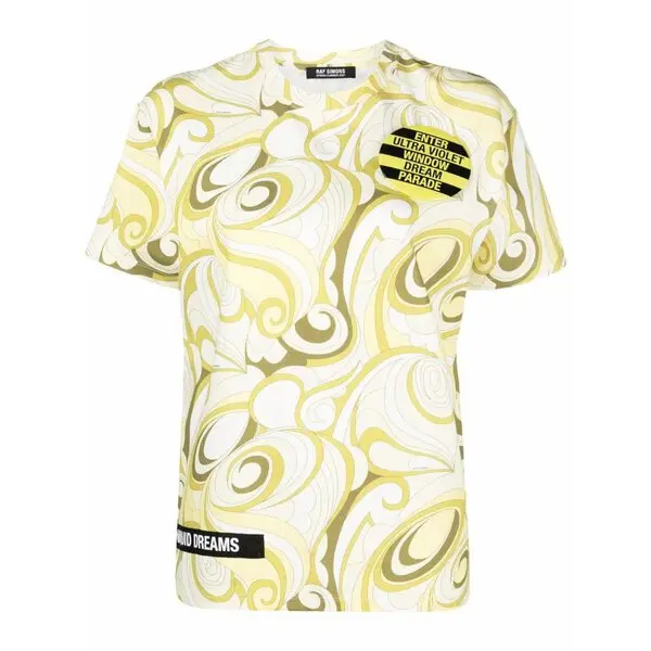 Raf Simons Cotton-blend Printed T-shirt - Yellow/green