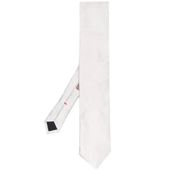 LADY ANNE Paisley Print Silk Tie - White