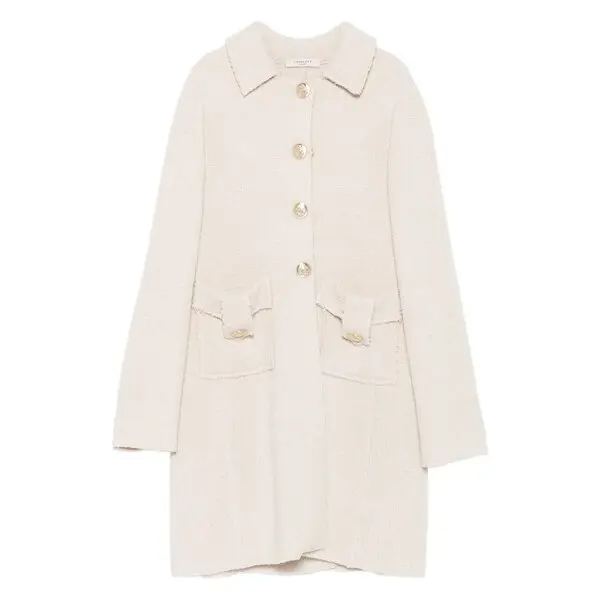 CHARLOTT Knitted Jacket With Flap Pockets - Beige