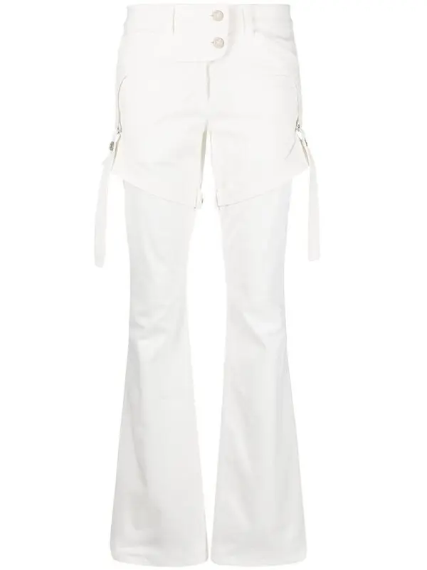 COURREGES Garter-strap Bootcut Trousers - White