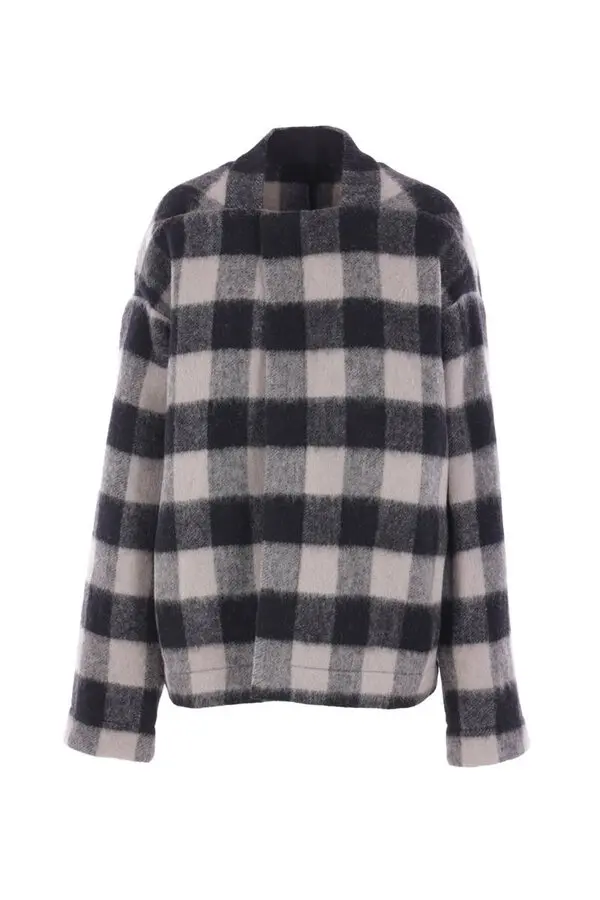 Rick Owens Checked Wool Jacket - Black Plaid