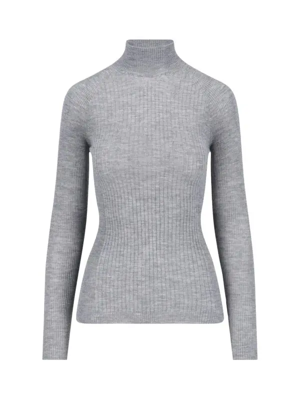 SA SU PHI Long Sleeve Ribbed Sweater - Grey
