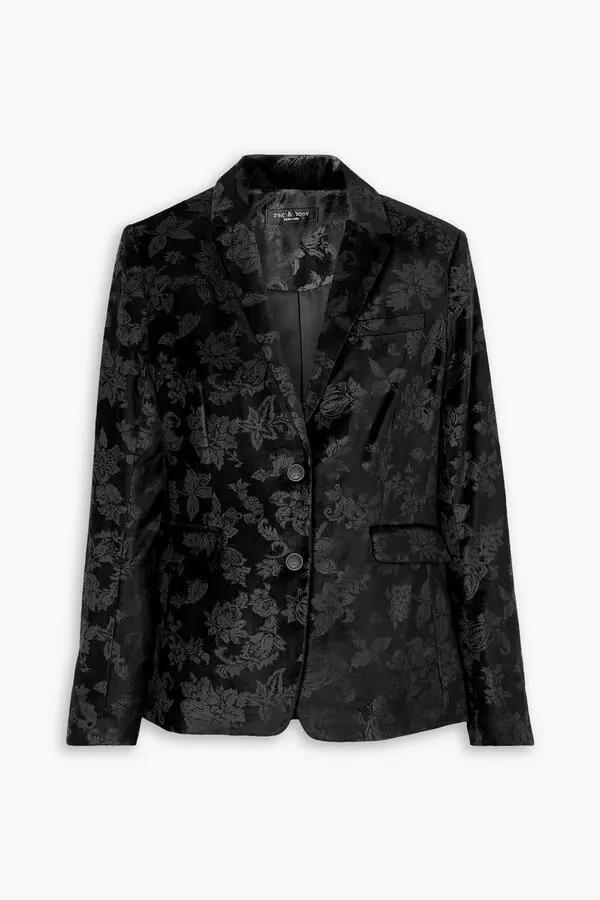 Rag & Bone Floral-print Cotton-blend Velvet Blazer