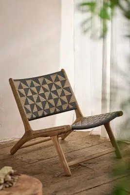 Anthropologie Havana Wicker + Teak Armless Chair, Black + Natural ...