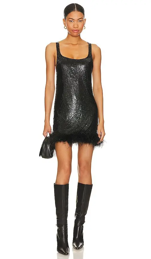 H:OURS Chainmail Feather Mini Dress