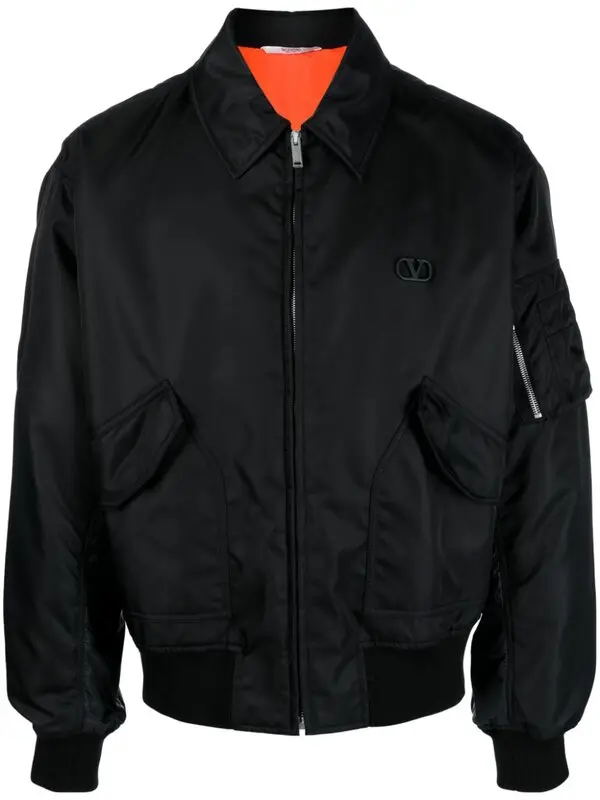 Valentino Garavani Vlogo Signature-appliqué Bomber Jacket