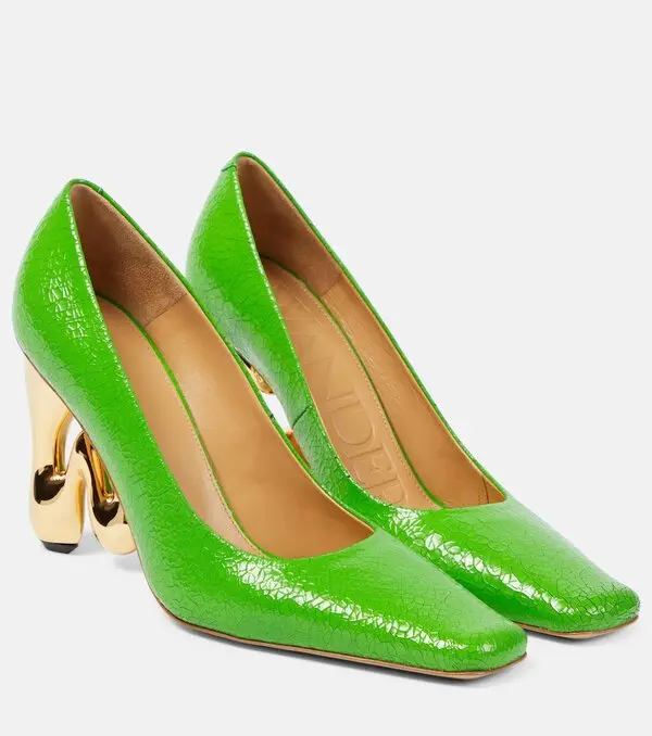 JW Anderson Bubble Leather Pumps - Green