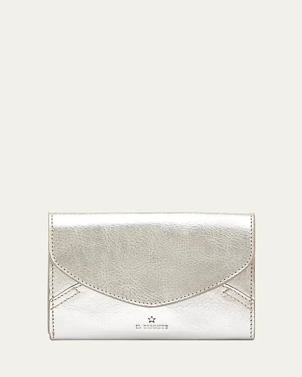 Il Bisonte Esperia Medium Metallic Leather Wallet - Silver