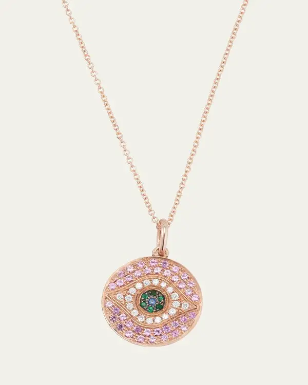 Ileana Makri Little Dawn Rose Gold Diamond And Sapphire Pendant Necklace