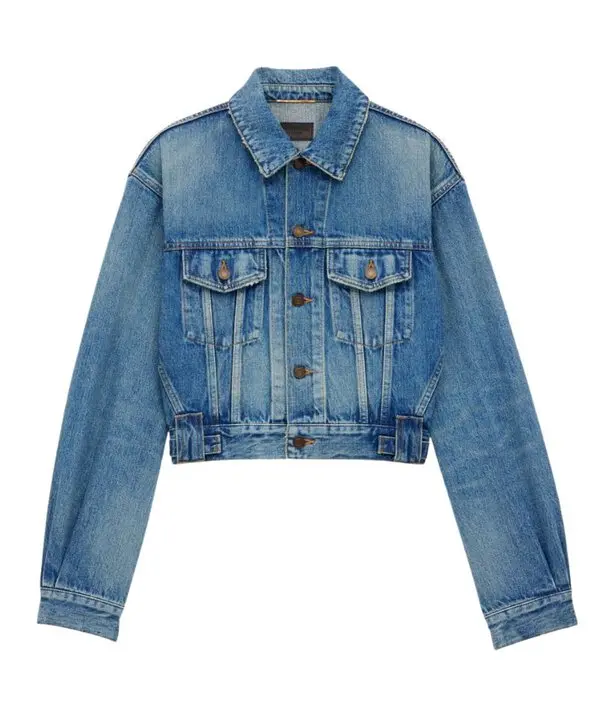 Saint Laurent Cropped Denim Jacket - Blue