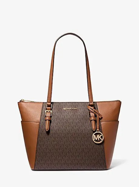 Michael Kors Charlotte Large Logo And Leather Top-zip Tote Bag - Brown