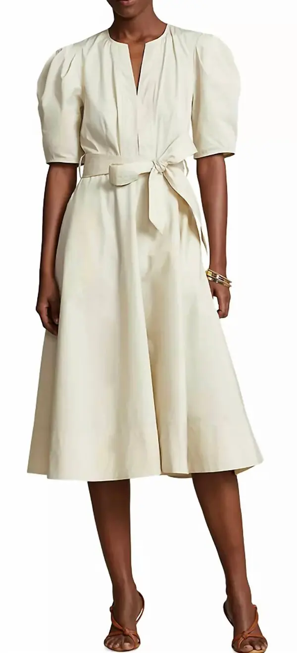 Buy Ralph Lauren Kalna Belted Short Sleeve Midi Dress In Basic Sand ...