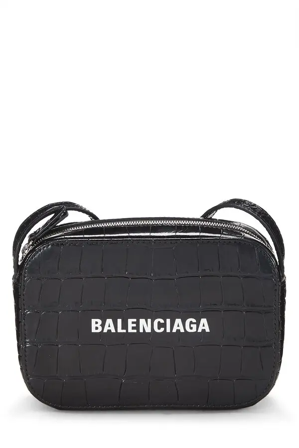 Balenciaga Embossed Crocodile Leather Camera Bag