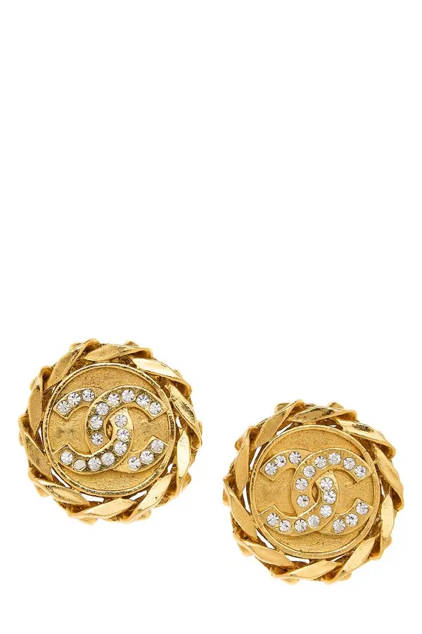 Chanel Crystal 'cc' Chain Border Earrings