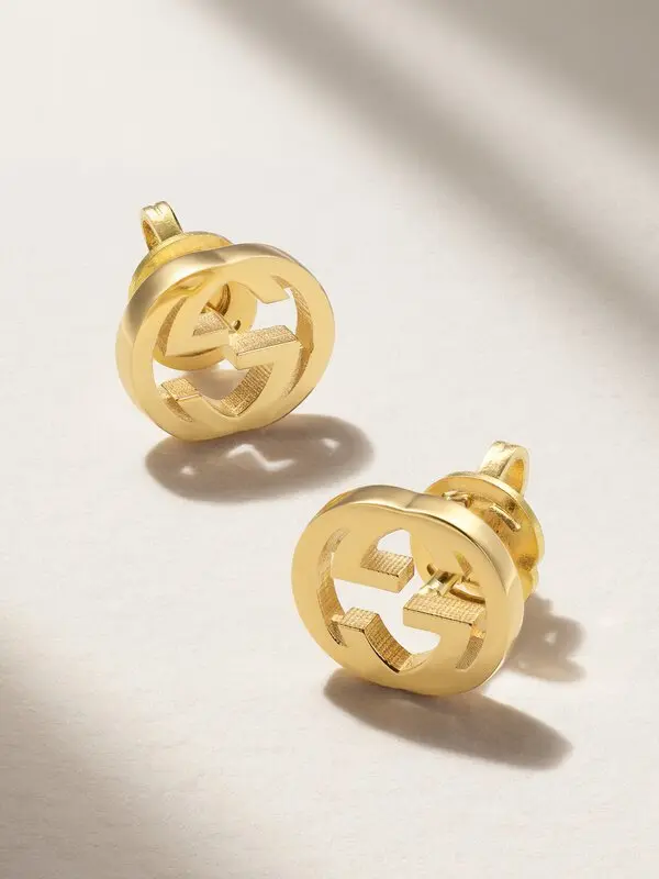 Gucci Interlocking G 18-karat Stud Earrings