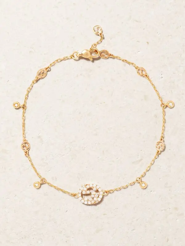 Gucci Interlocking G 18-karat Rose Diamond Bracelet - Gold