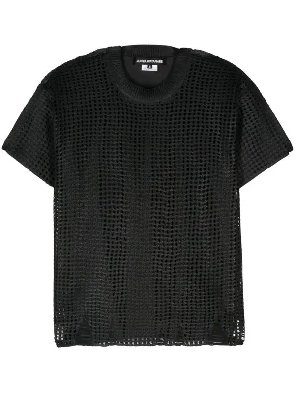 Junya Watanabe Open-knit Crewneck T-shirt - Black