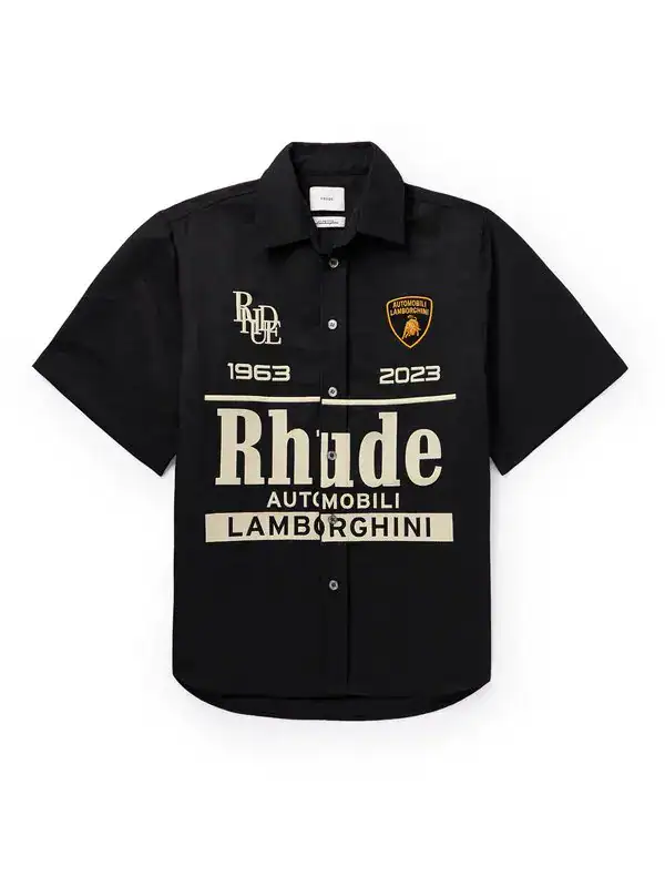 Rhude Lamborghini Logo-Embroidered Nylon-Twill Shirt In Black - 30