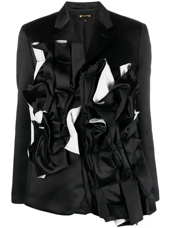 Comme Des Garçons Satin Ruched-panel Blazer