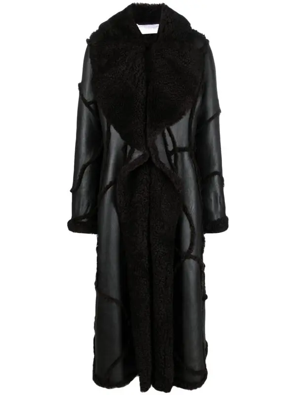 Chloé Shearling-trim Leather Overcoat